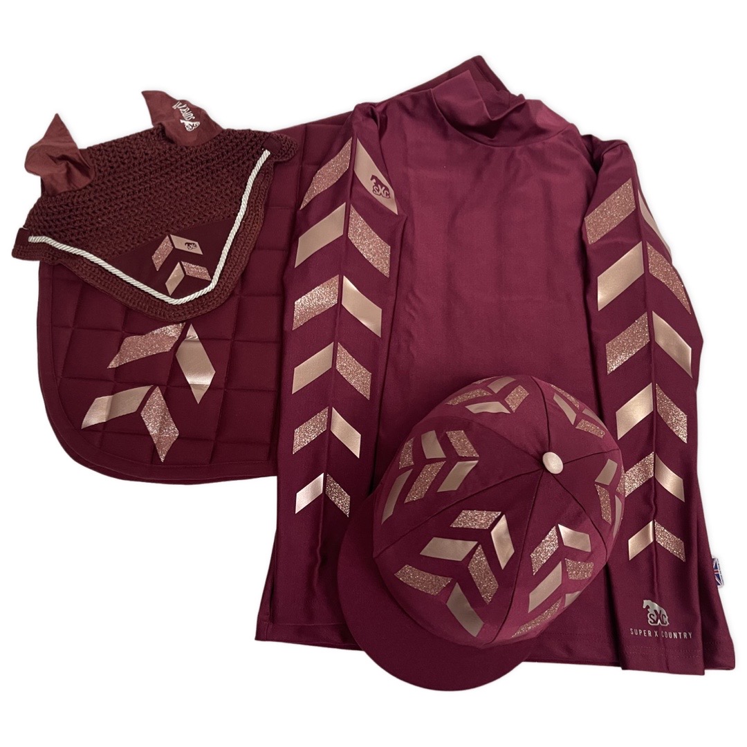 Burgundy, Rose Gold & Rose Gold Glitter CheVron Set - Super X Country